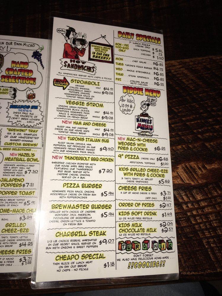 Menu at Turoni's Pizzery & Brewery pizzeria, Newburgh