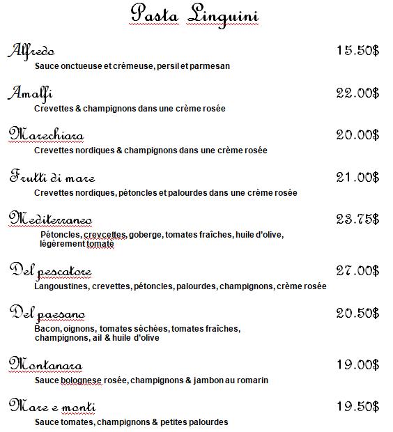 Menu at Di Carlo restaurant, Granby