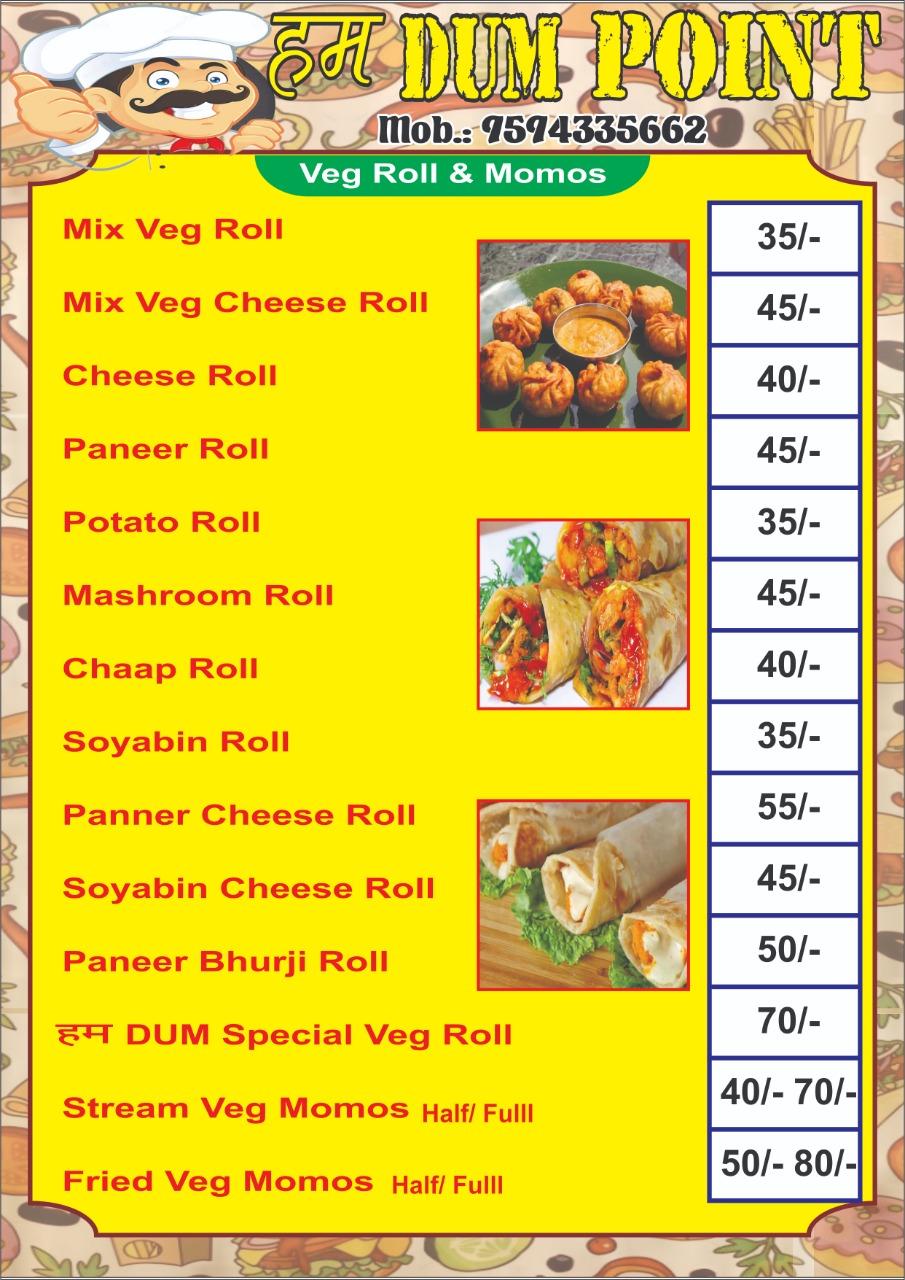 Menu at Hum Dum Point, Mumbai
