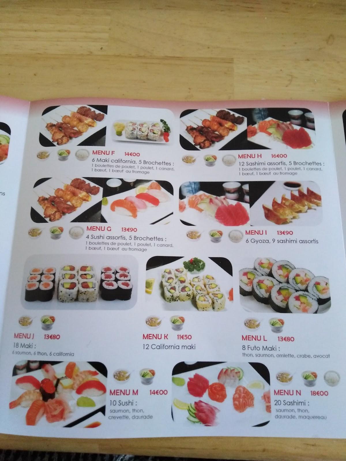 Menu at Sakura restaurant, Saint-Lô