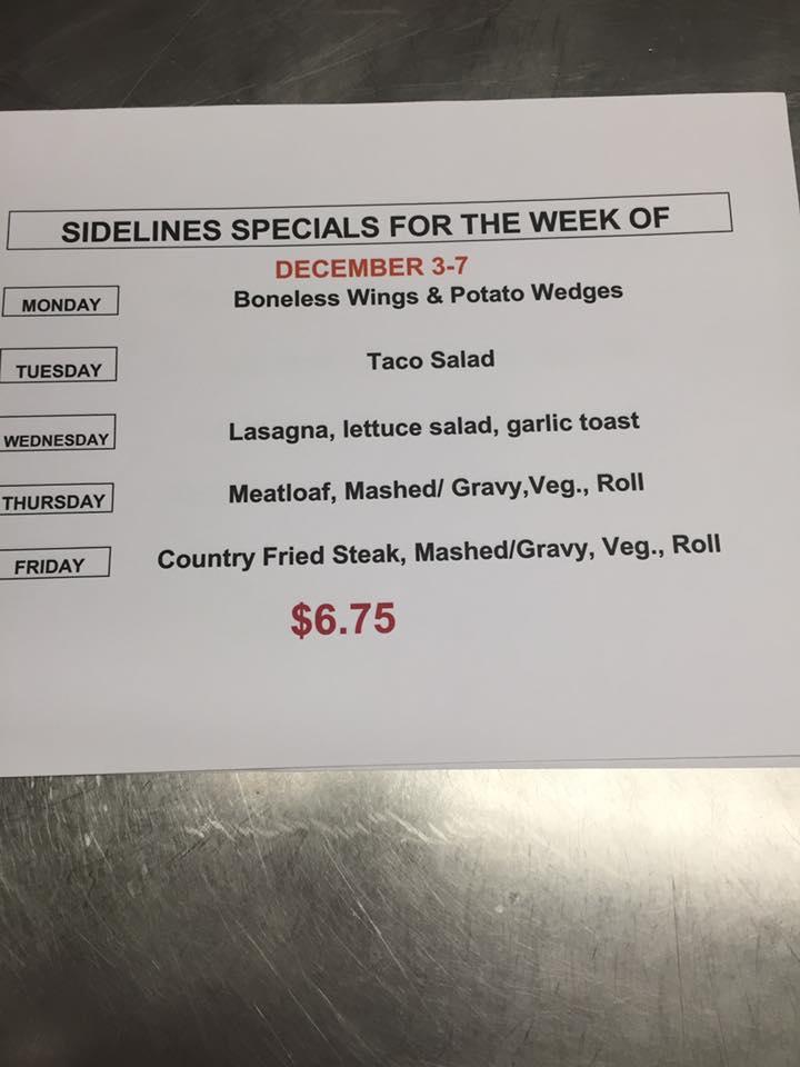 Menu at Sidelines pub & bar, Wakefield