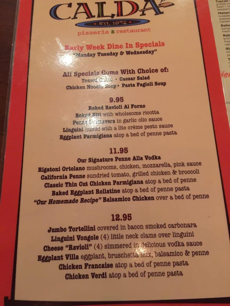 Menu at Calda Pizzeria & Restaurant, Massapequa