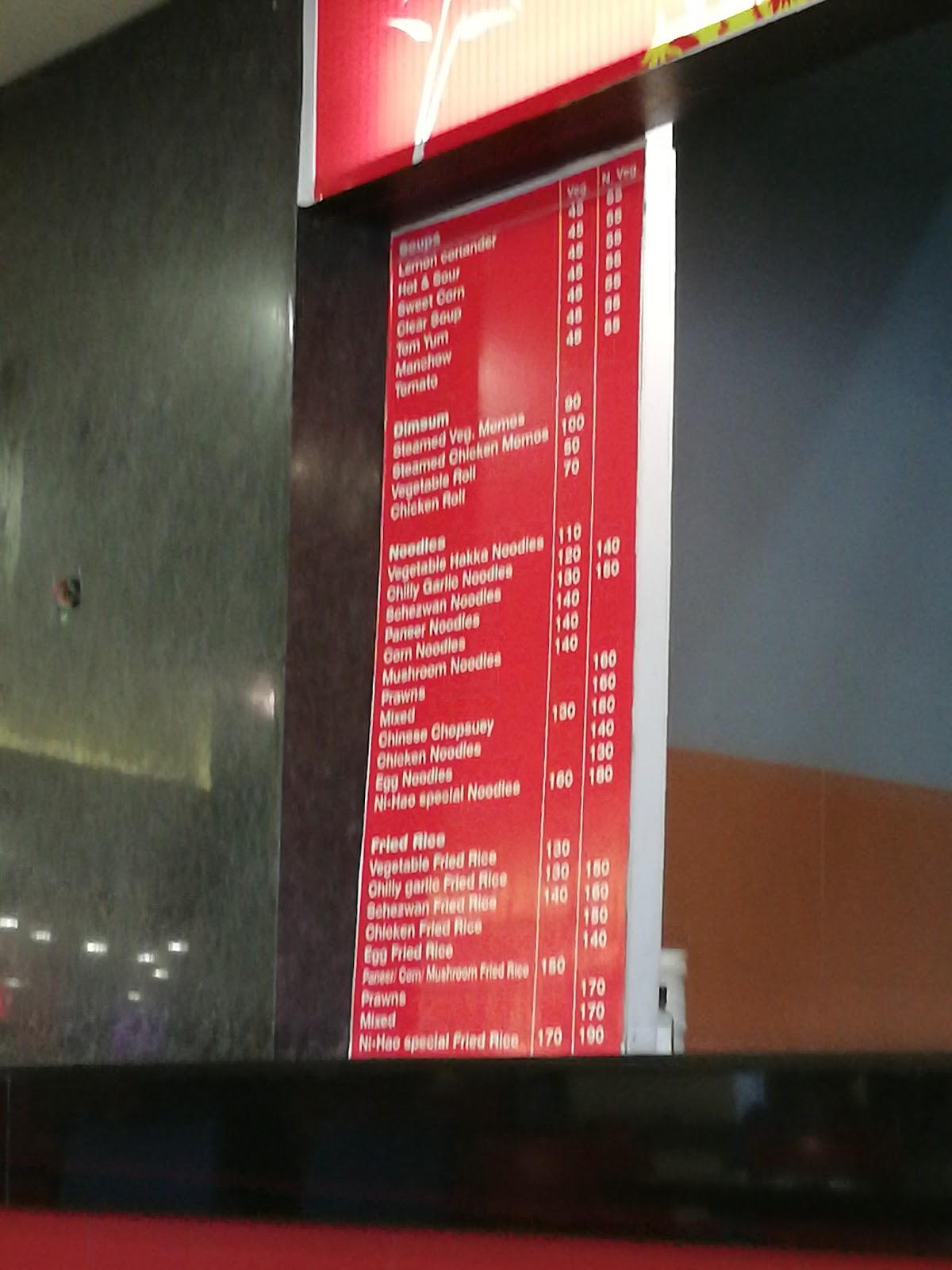 Menu at Ni - Hao, Wadgaon
