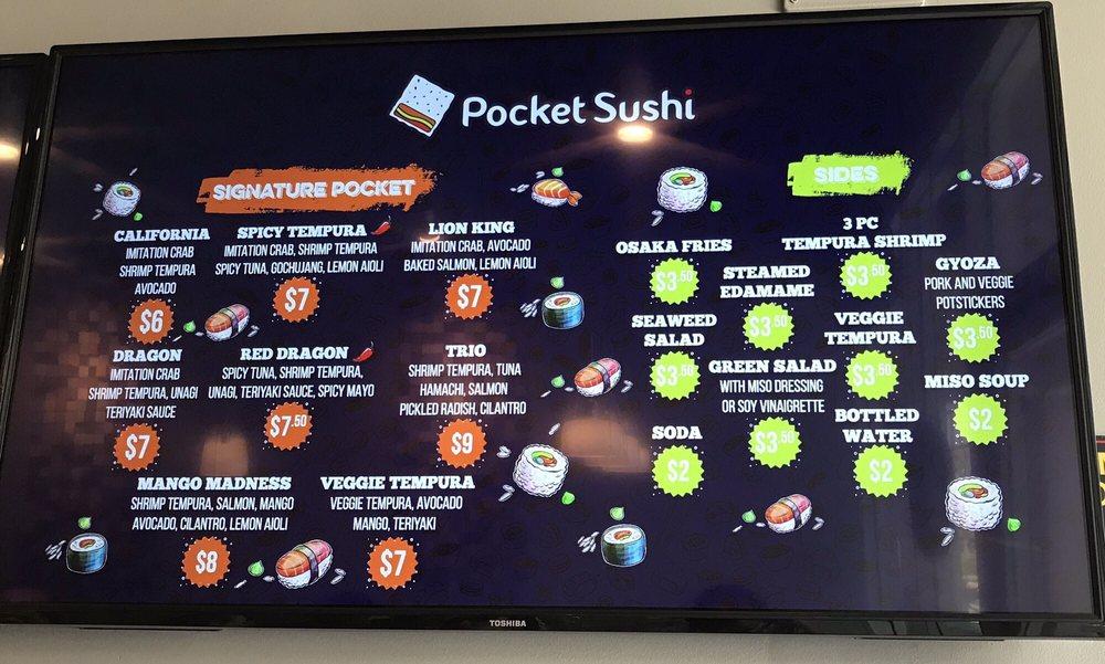 Menu at Pocket Sushi restaurant, Pleasanton
