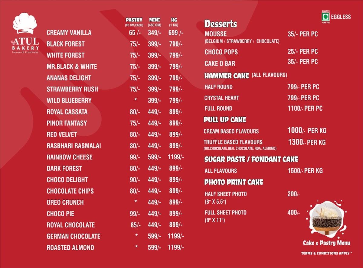 Menu at Atul Bakery Nana Varacha, Surat, Surat