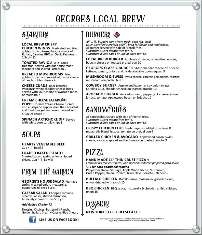 Menu at George's Pub & Grill, Jerseyville