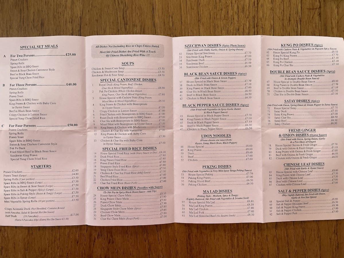 Menu at Shanghai City fast food, Richmond