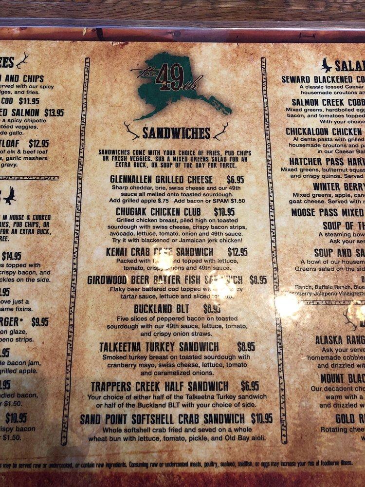 Menu at The 49th Food & Spirits pub & bar, Denver