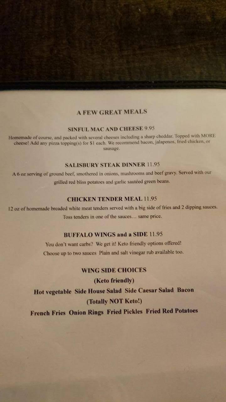 Menu at The Mill House Pub, Mechanic Falls