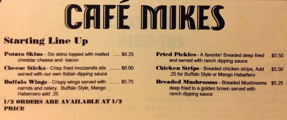 Menu at Cafe Mikes, Corinth, 301 N Harper Rd