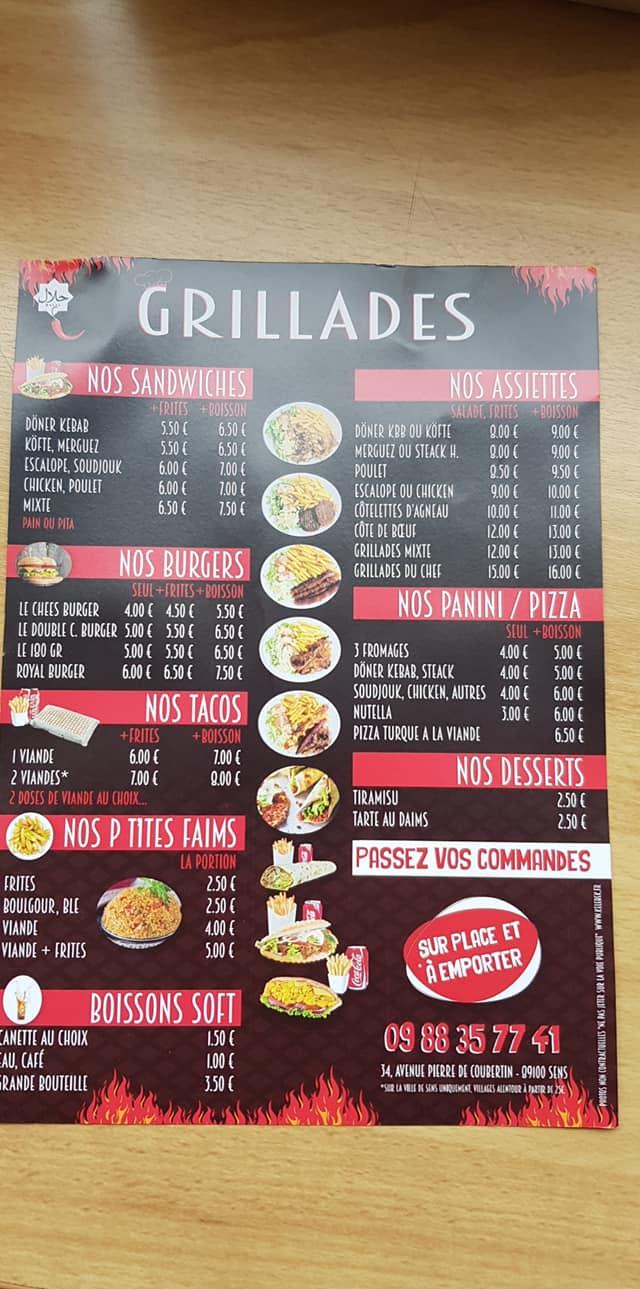 Menu at Eden Bar, Sens
