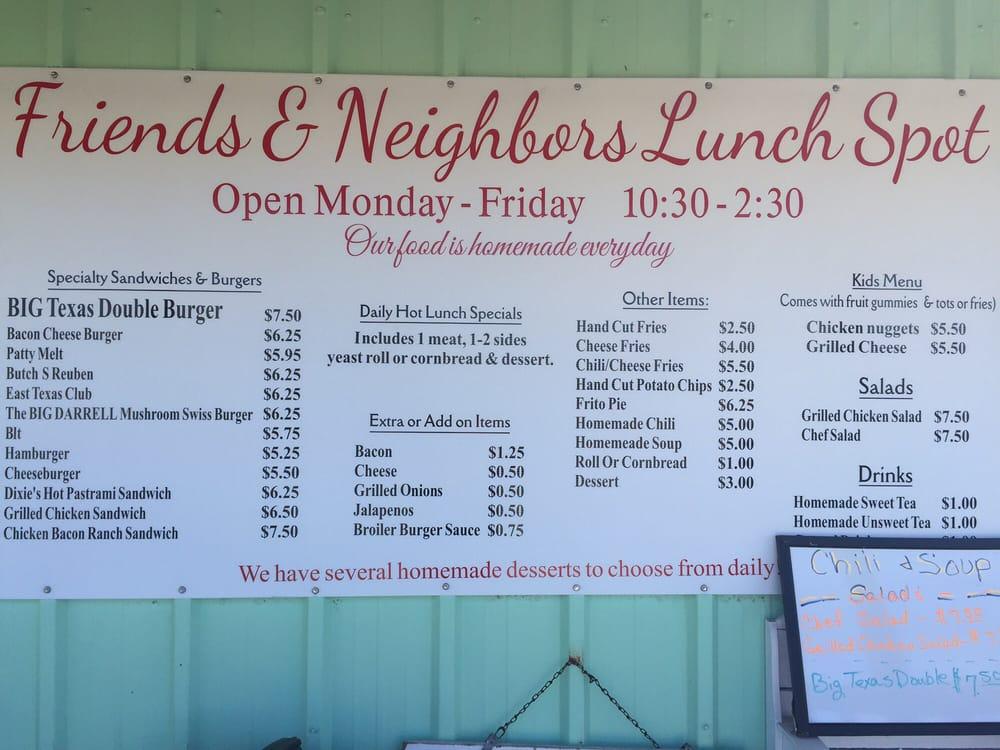Menu at Friends and Neighbors Lunch Spot restaurant, Livingston
