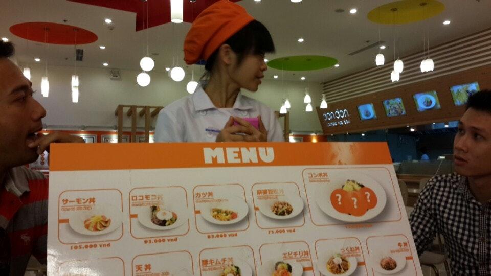 Menu at Don Don Japanese Rice Bowl restaurant, Ho Chi Minh City