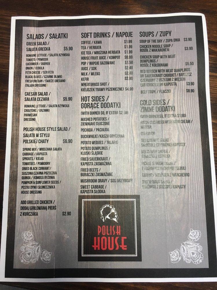 Carta del postres Polish House Polska Chata, Chicago