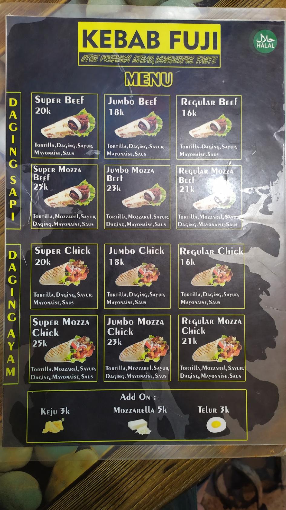 Menu at Roti Big John, Banda Aceh