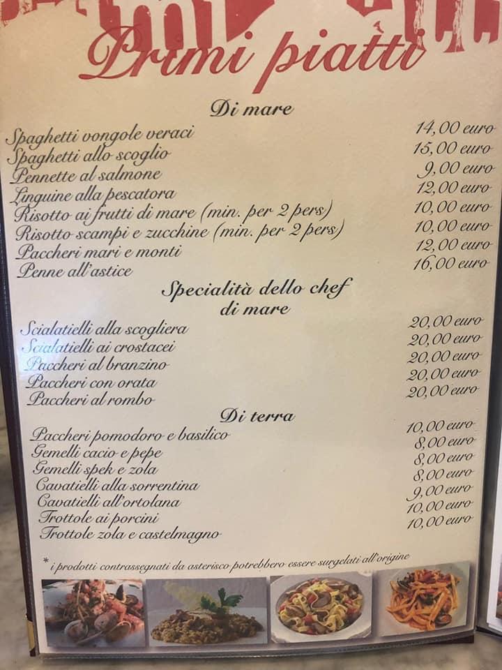 Menu at Ristorante Ai Faraglioni, Olgiate Olona