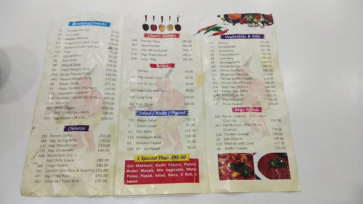 Menu at Chotiwala By The Ganges, Rishikesh, Ram Jhula Car Parking First ...