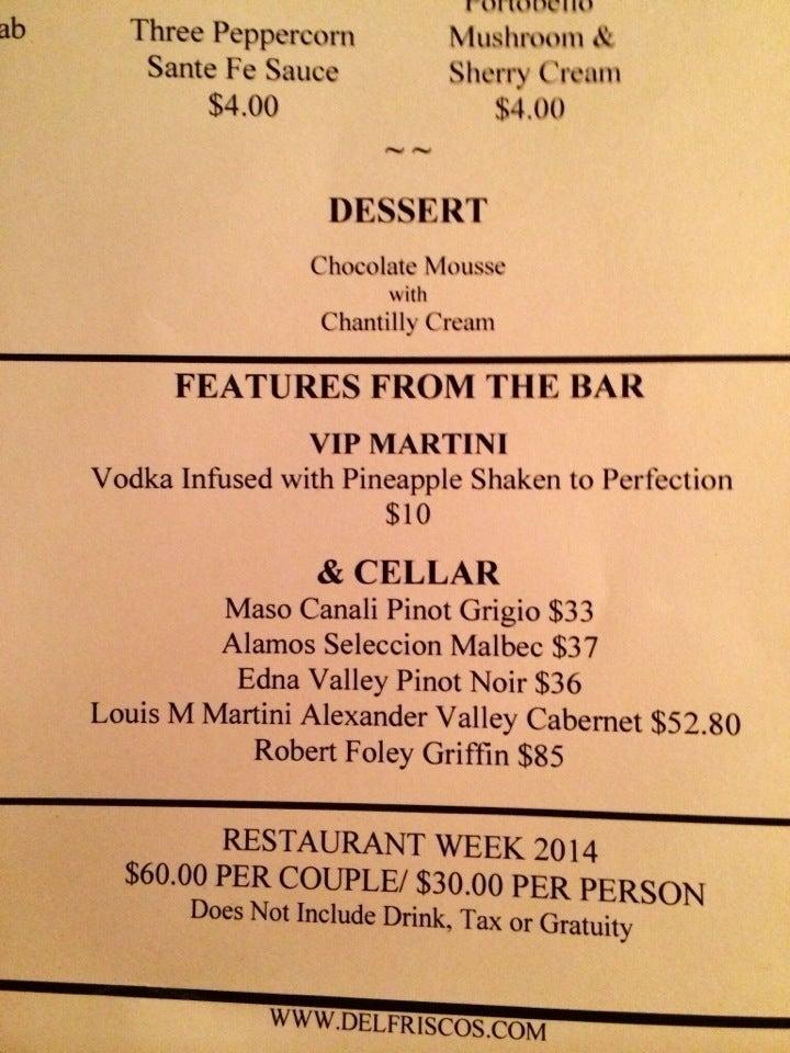 Menu at Del Frisco's Double Eagle Steakhouse, Greenwood Village