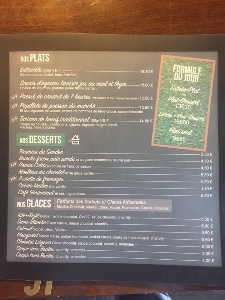 Menu au Le Garden Park restaurant, Cesson-Sévigné, 35 Rue du Bignon