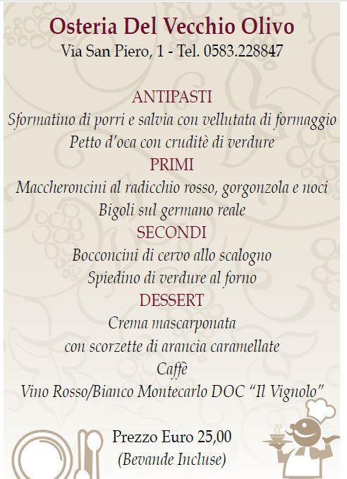 Menu at Ristorante Osteria Del Vecchio Olivo, Montecarlo