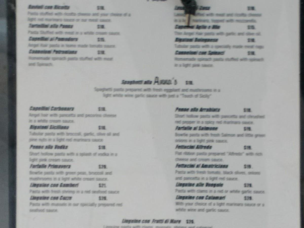 Menu at Anna's Trattoria Italian restaurant, Daytona Beach