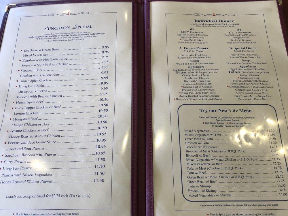 Menu at Chef Ko Chinese Cuisine restaurant, Campbell