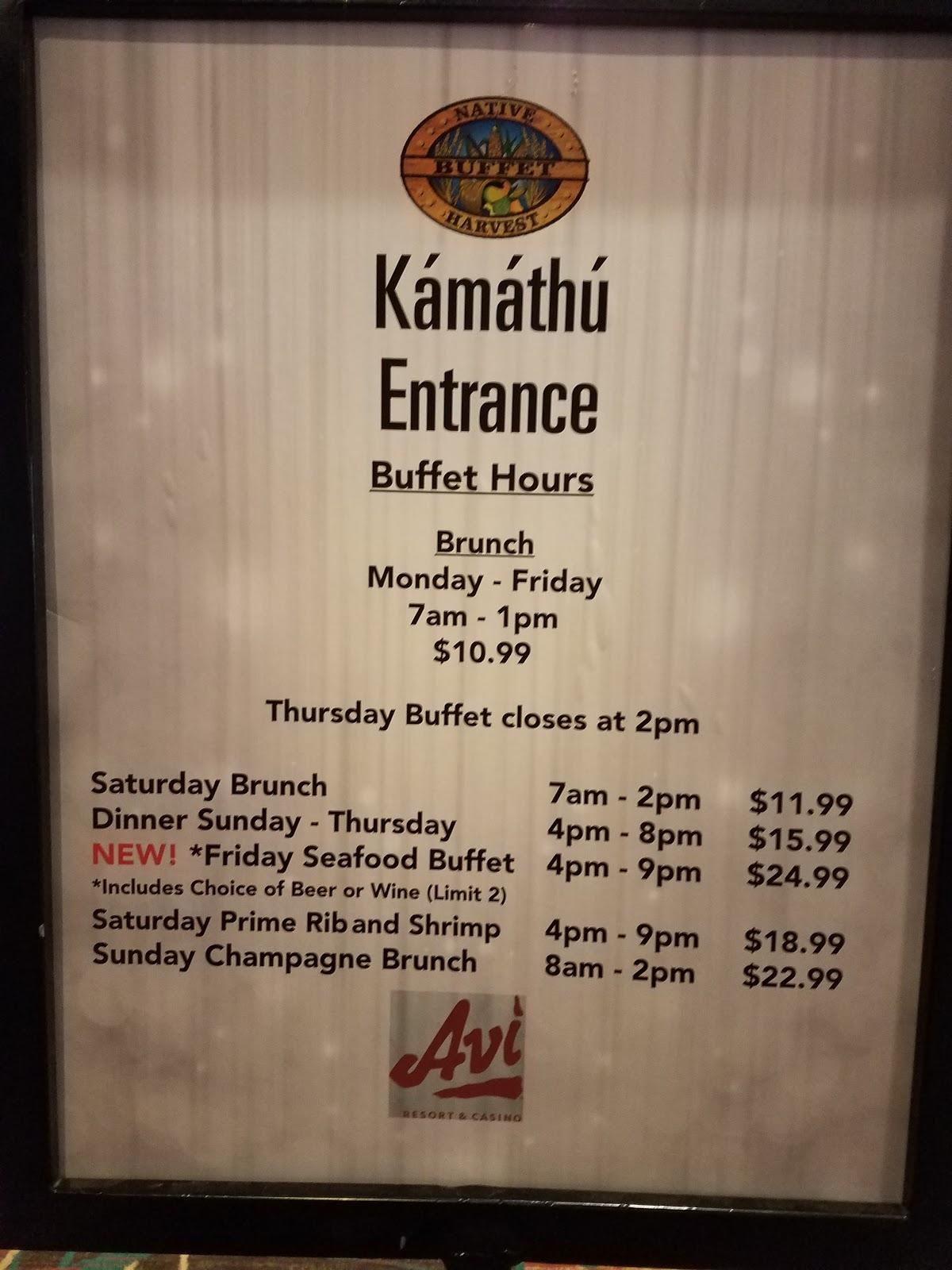 Menu at Native Harvest Buffet restaurant, Laughlin