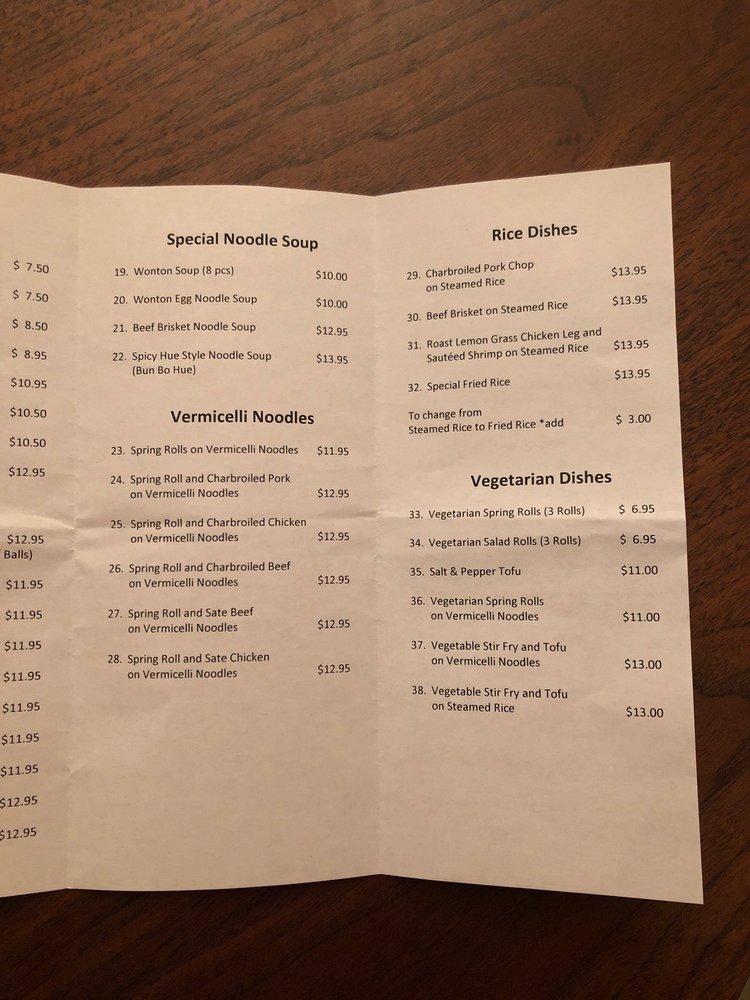 Menu at Night Owl Vietnamese Cuisine restaurant, Calgary