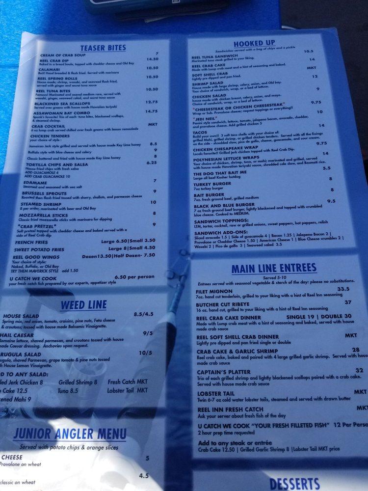 Menu at The Reel Inn pub & bar, Ocean City
