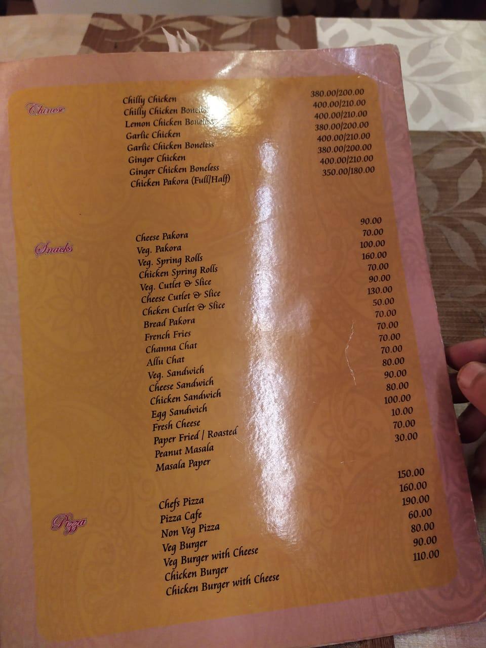 Menu at Shelly Restaurant Parwanoo, Parwanoo