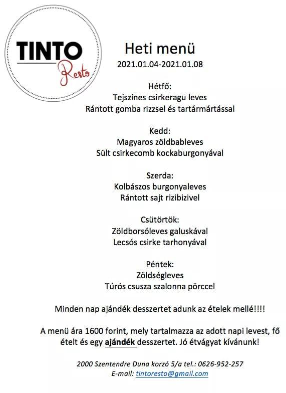 Menu at TINTO Resto restaurant, Szentendre, Szentendre