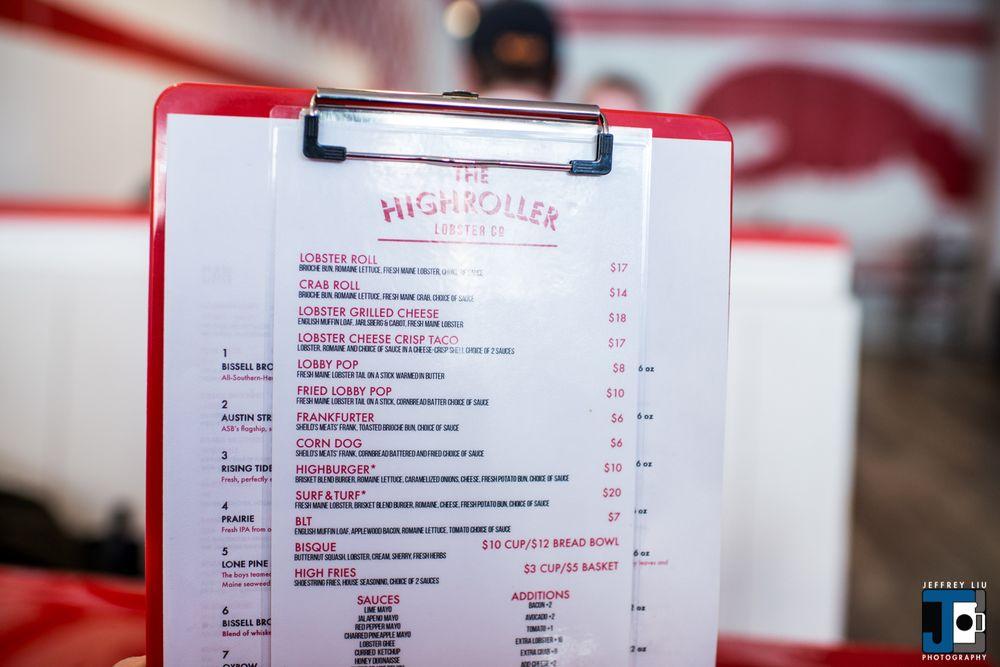 Menu at The Highroller Lobster Co. pub & bar, Portland