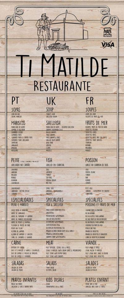 Menu em Ti Matilde restaurante, Ericeira
