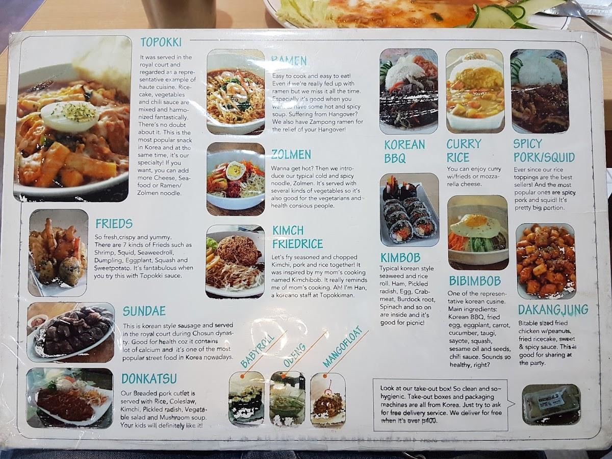 Menu at Topokkiman restaurant, Cebu City, Banilad Rosedale Place