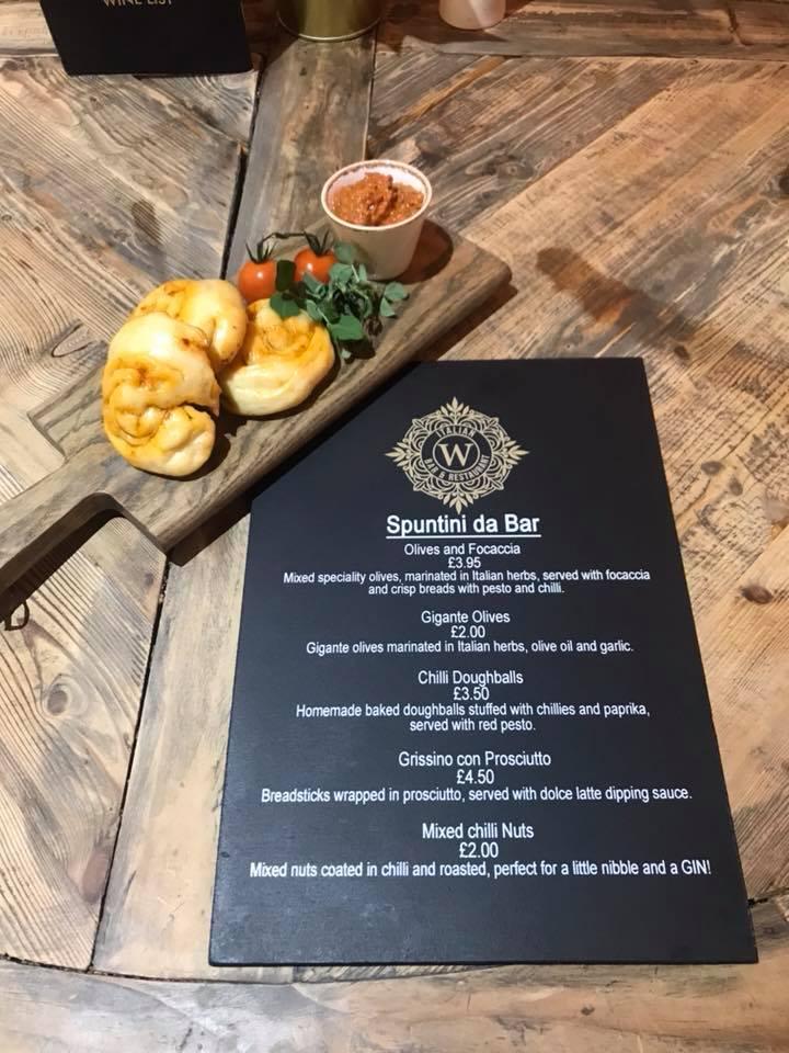 Menu at W- Italian restaurant, Wickersley