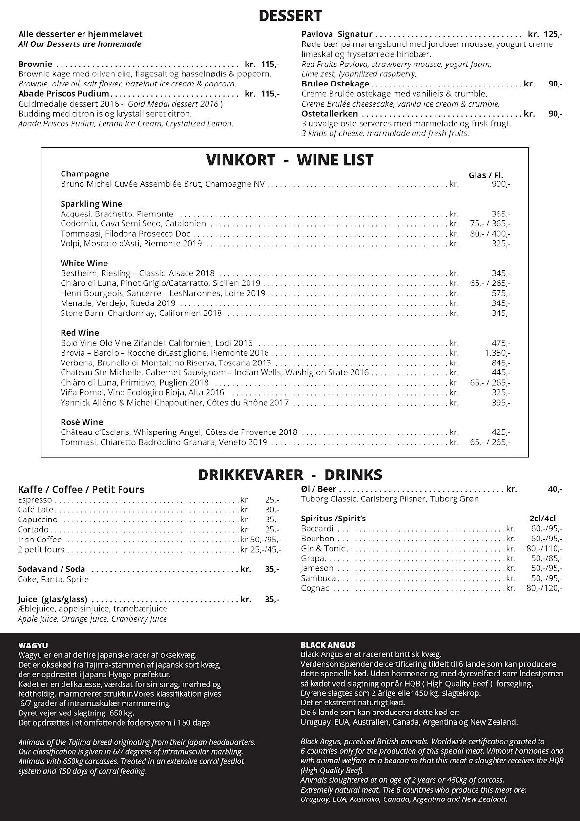 Menu At Cut Wagyu Restaurant Herning