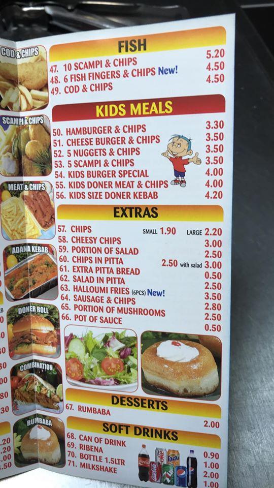 Carta de comida rápida FLAME KEBAB AND PIZZA, West Byfleet