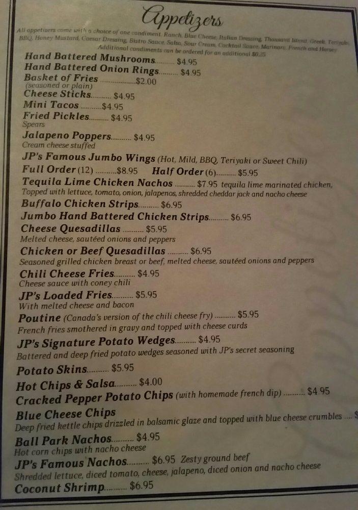 Menu at JP McGuire's Bar and Restaurant, Taylor