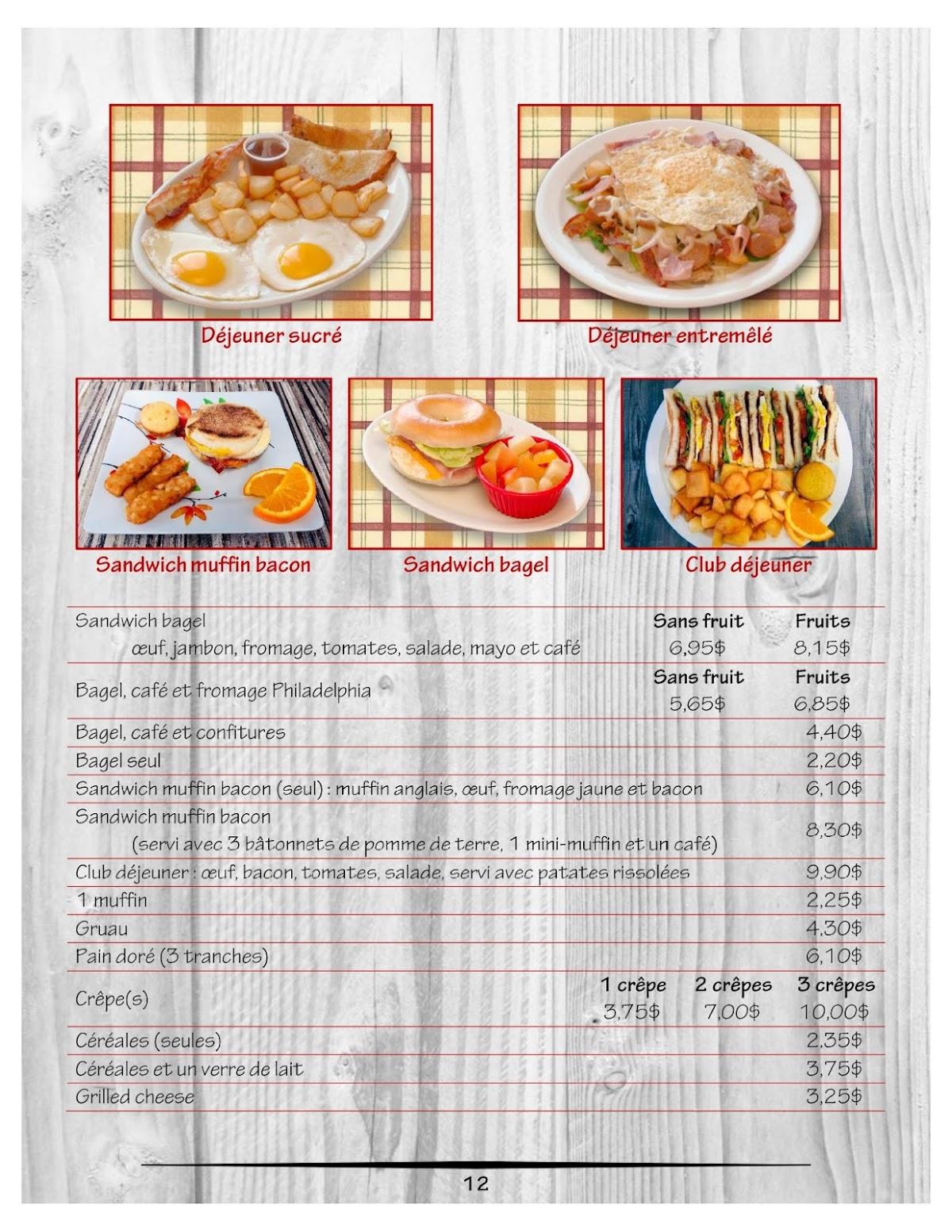Menu au Restaurant L'Amical, Saint-Lazare-de-Bellechasse