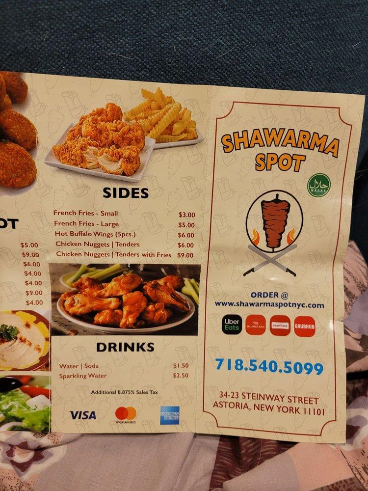 Menu at Shawarma Spot NYC restaurant, New York City