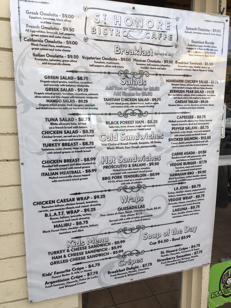 Menu at St Honore French Bakery & Cafe, Palos Verdes Estates