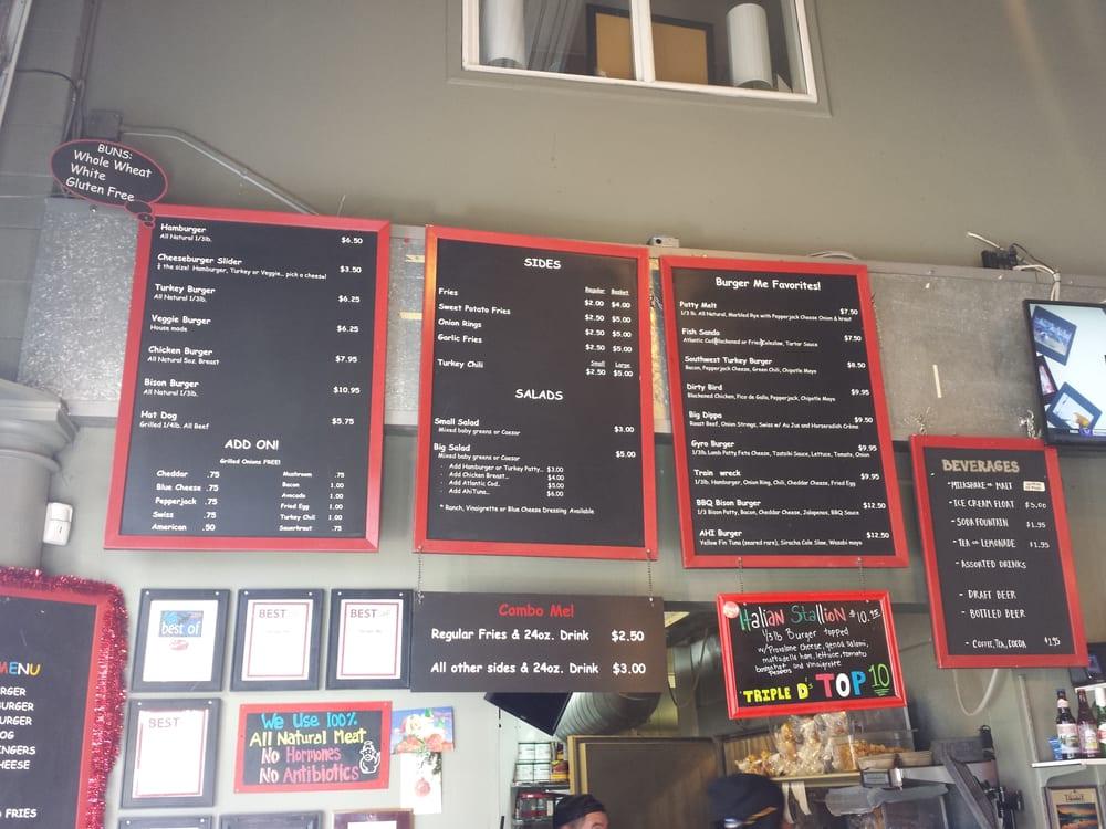 Menu at Burger Me restaurant, Truckee