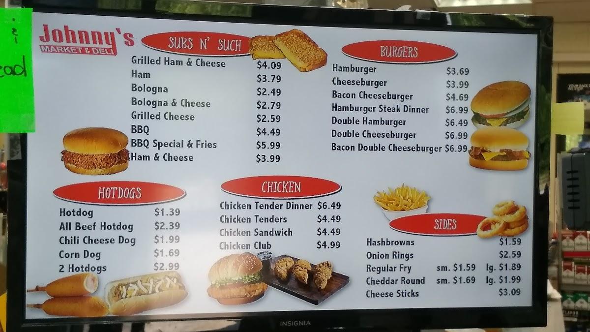 Menu at Johnny's Market & Deli pizzeria, Limestone