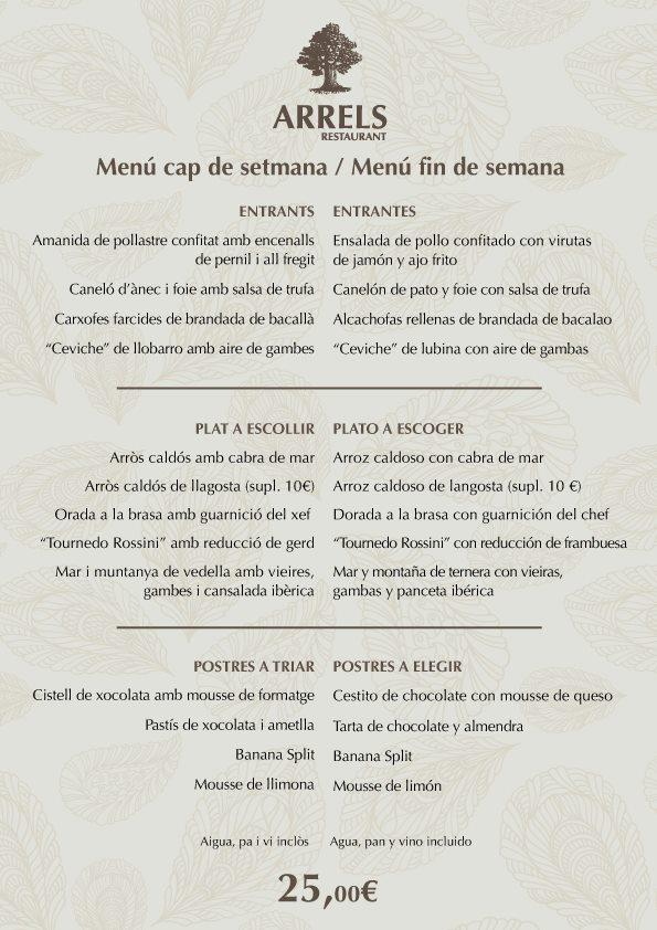 Carta de Restaurant Arrels - Quart (Girona), Quart
