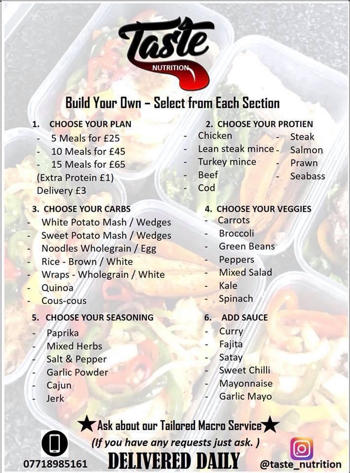 Menu at Taste Nutrition restaurant, Liverpool