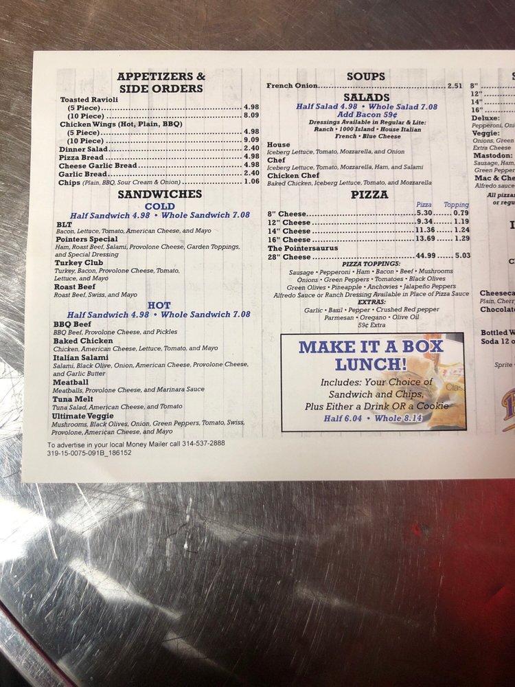 Menu at Pointers Pizza pizzeria, Richmond Heights