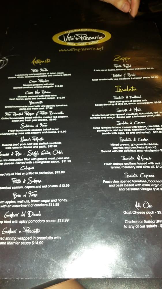 Menu at Vito's Pizzeria, Windsor