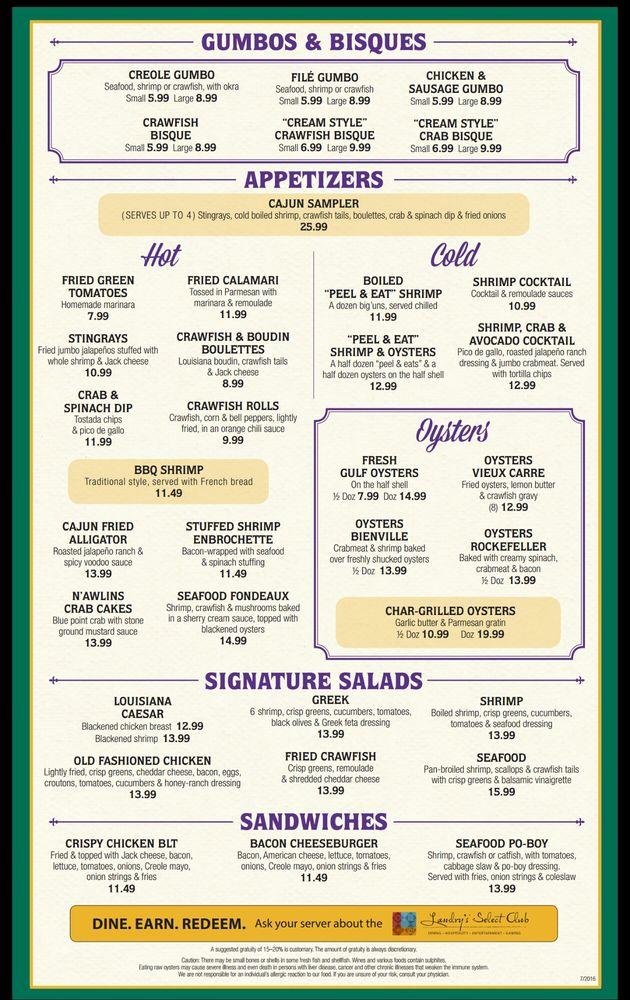 Menu at Babin's Seafood House restaurant, Shenandoah, I-45