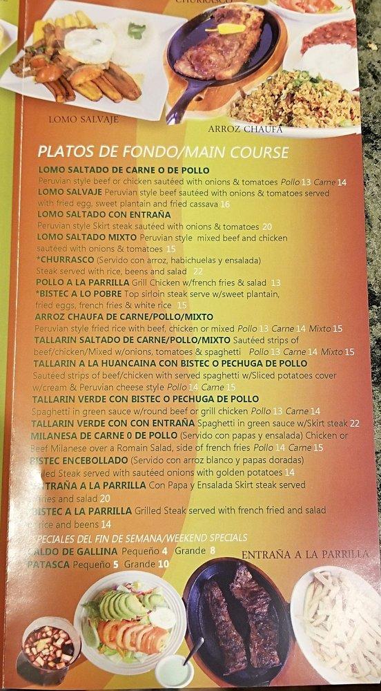 Menu at Golden Chicken II peruvian cuisine holbrook restaurant, Holbrook