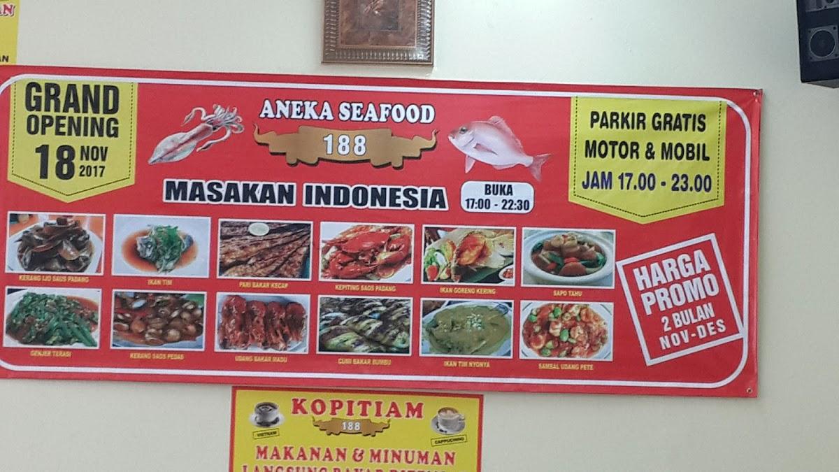 Menu at Aneka Seafood restaurant, Central Jakarta